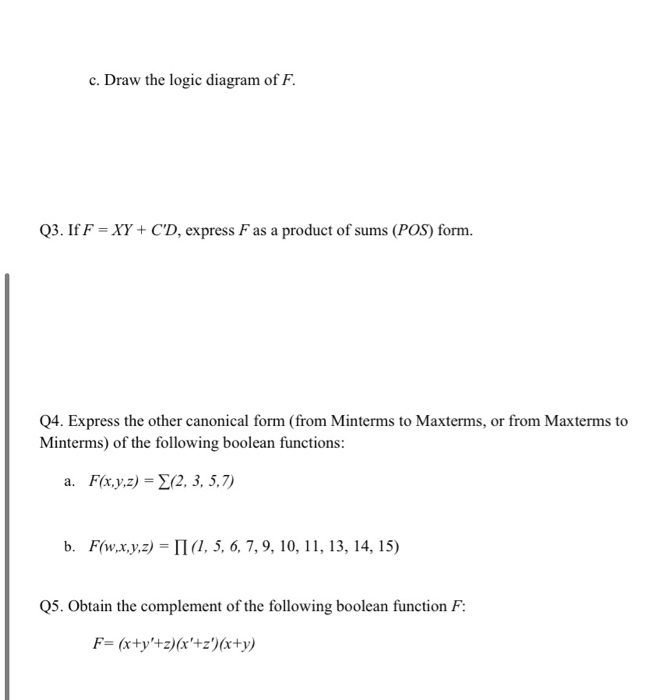 Solved Q1. Simply the following boolean functions: a. F= | Chegg.com