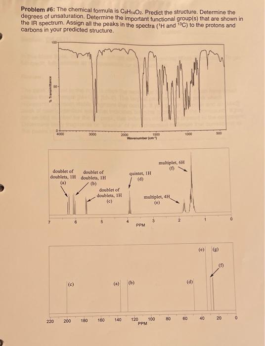 Solved Problem \#6: The chemical formula is C9H14O2. Predict | Chegg.com