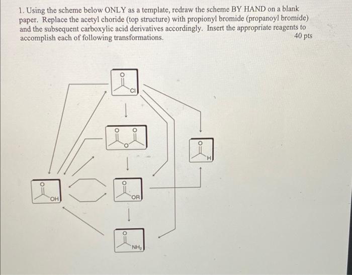 Solved 1. Using the scheme below ONLY as a template, redraw | Chegg.com