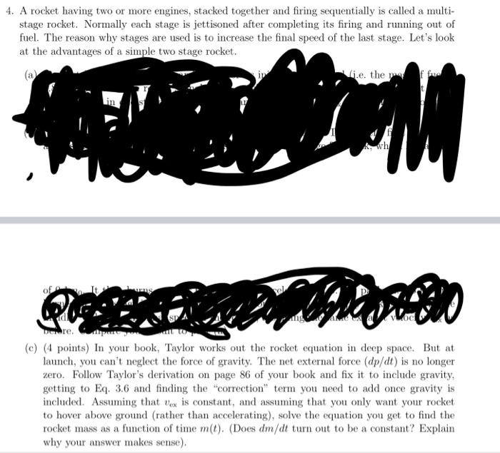 Solved PLS HELP WITH C4. A rocket having two or more | Chegg.com