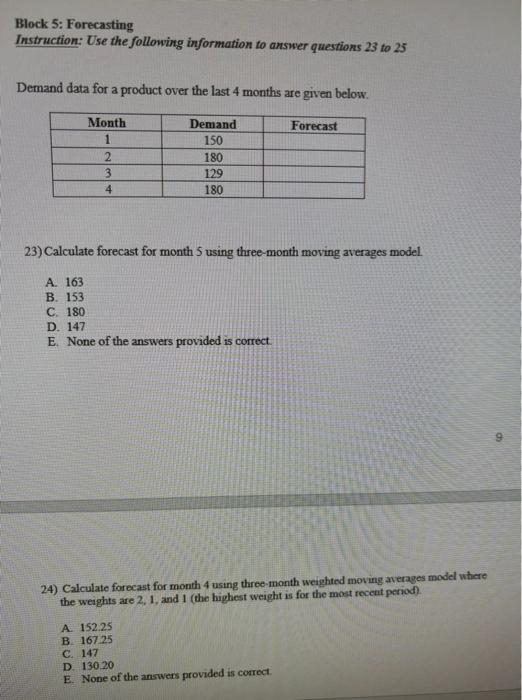Solved Block 5: Forecasting Instruction : Use the following | Chegg.com