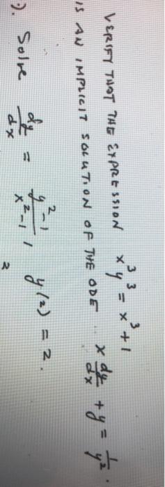 Solved х Verify That The Expression X Is An Implicit 