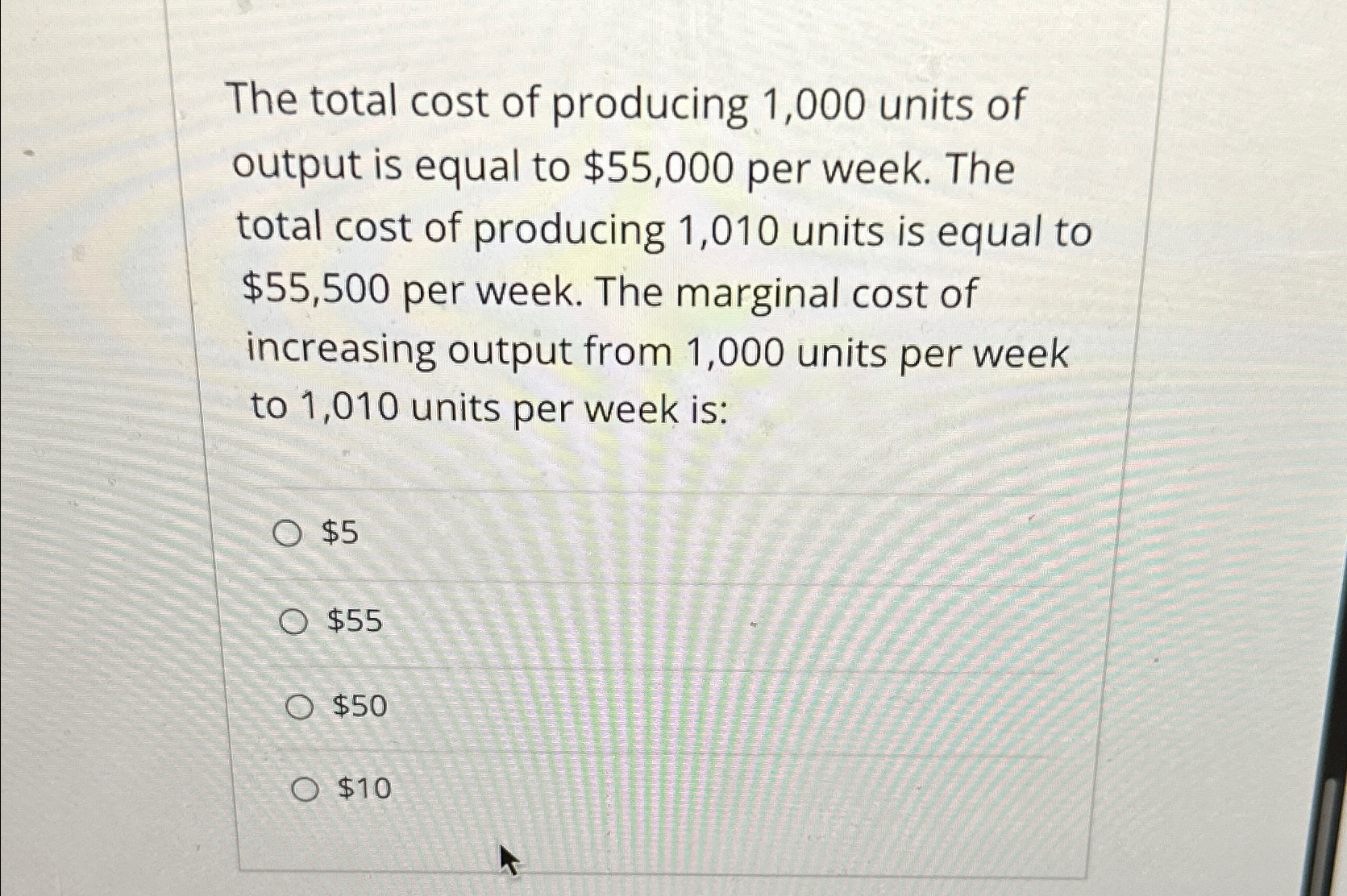 Solved The total cost of producing 1,000 ﻿units of output is | Chegg.com
