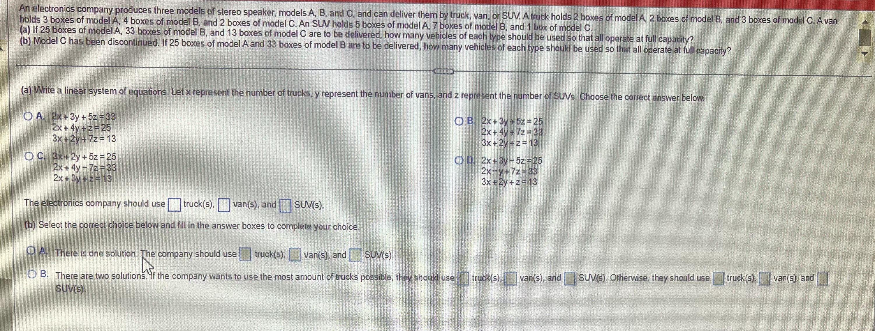 Solved holds 3 ﻿boxes of model A, 4 ﻿boxes of model B, ﻿and | Chegg.com
