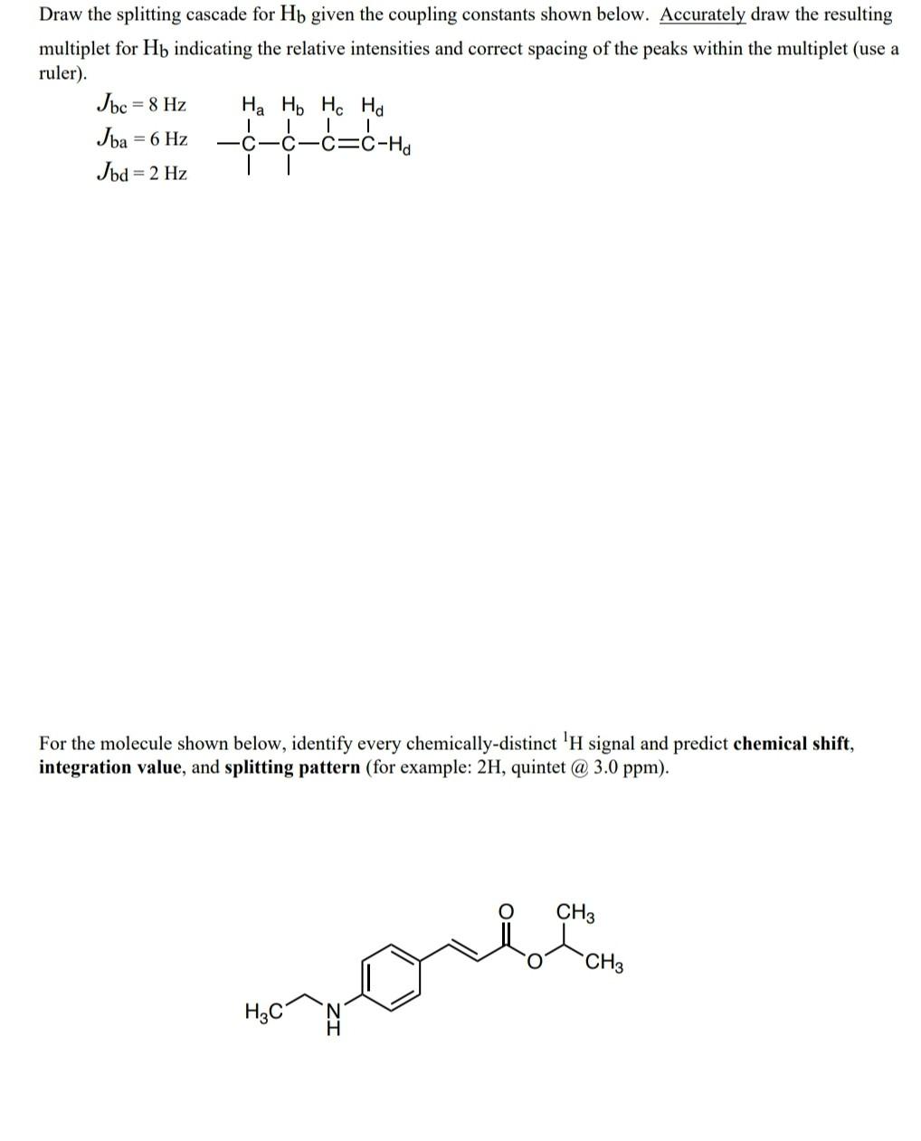 Solved Draw the splitting cascade for Hy given the coupling | Chegg.com