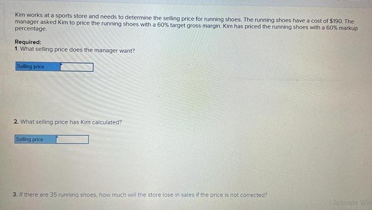 Solved Kim works at a sports store and needs to determine | Chegg.com