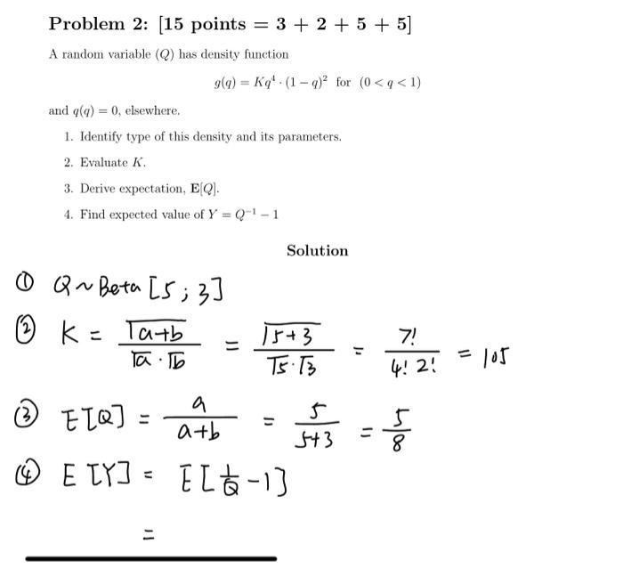 Solved Problem 2: [15 points =3+2+5+5] A random variable (Q) | Chegg.com