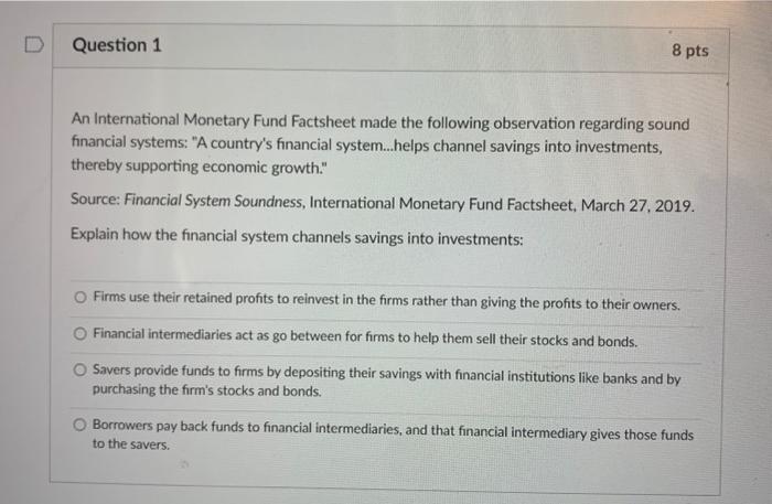 Solved An International Monetary Fund Factsheet made the | Chegg.com