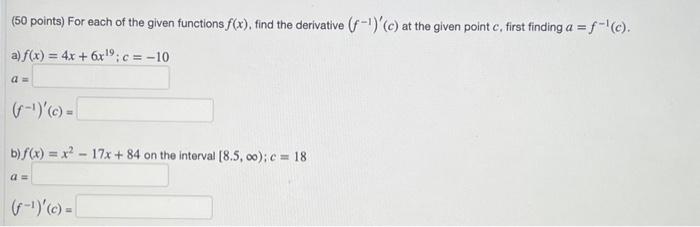 Solved (50 points) For each of the given functions f(x), | Chegg.com