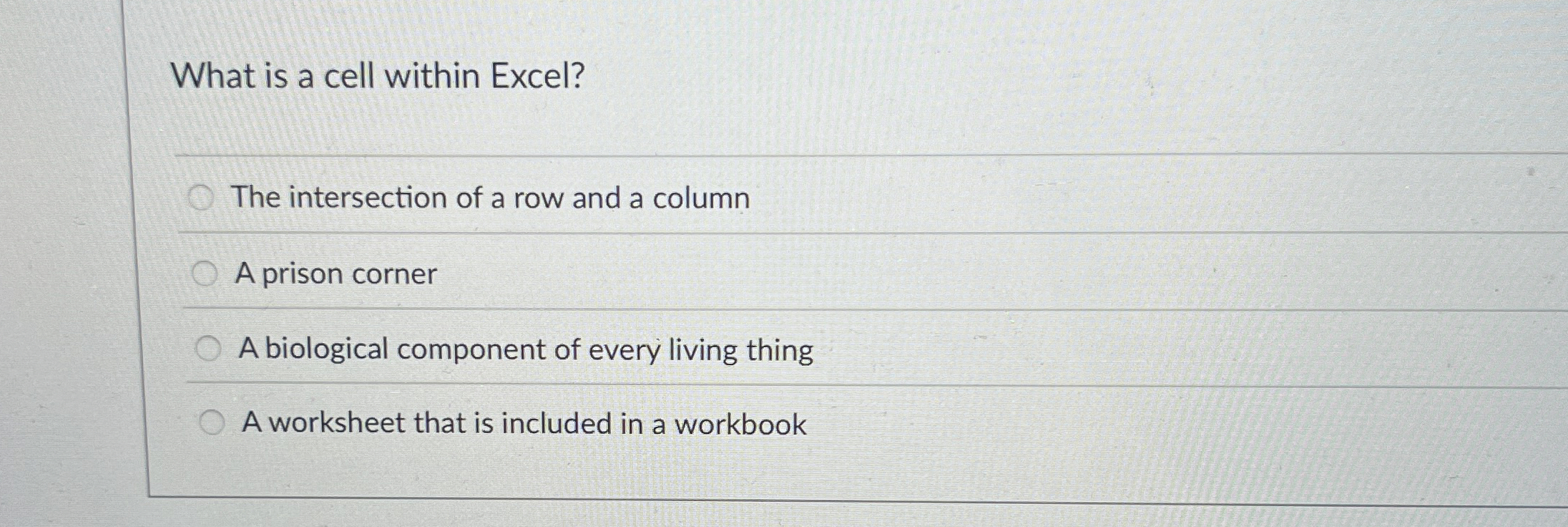 Solved What is a cell within Excel?The intersection of a row | Chegg.com