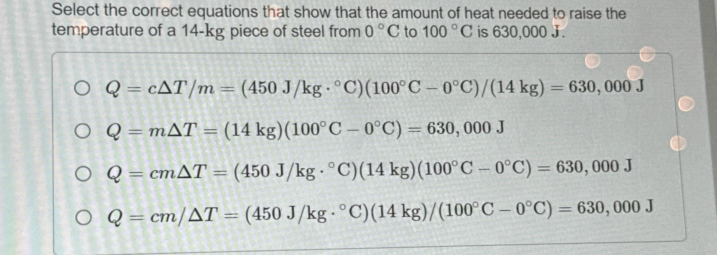 Solved Select the correct equations that show that the | Chegg.com