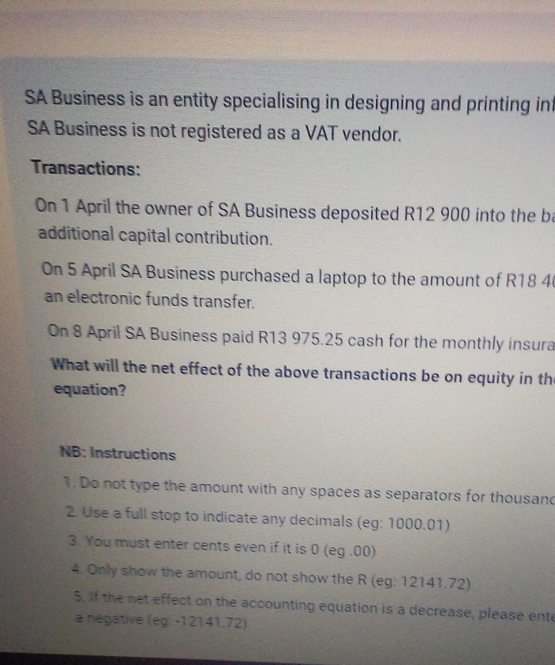 Solved SA Business is an entity specialising in designing | Chegg.com