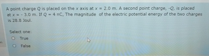 Solved A point charge Q ﻿is placed on the x ﻿axis at x=2.0m. | Chegg.com