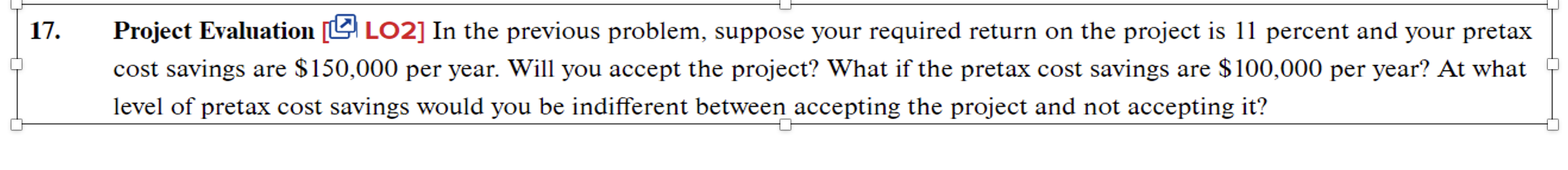 Solved 17. ﻿Project Evaluation [SO2] ﻿In the previous | Chegg.com