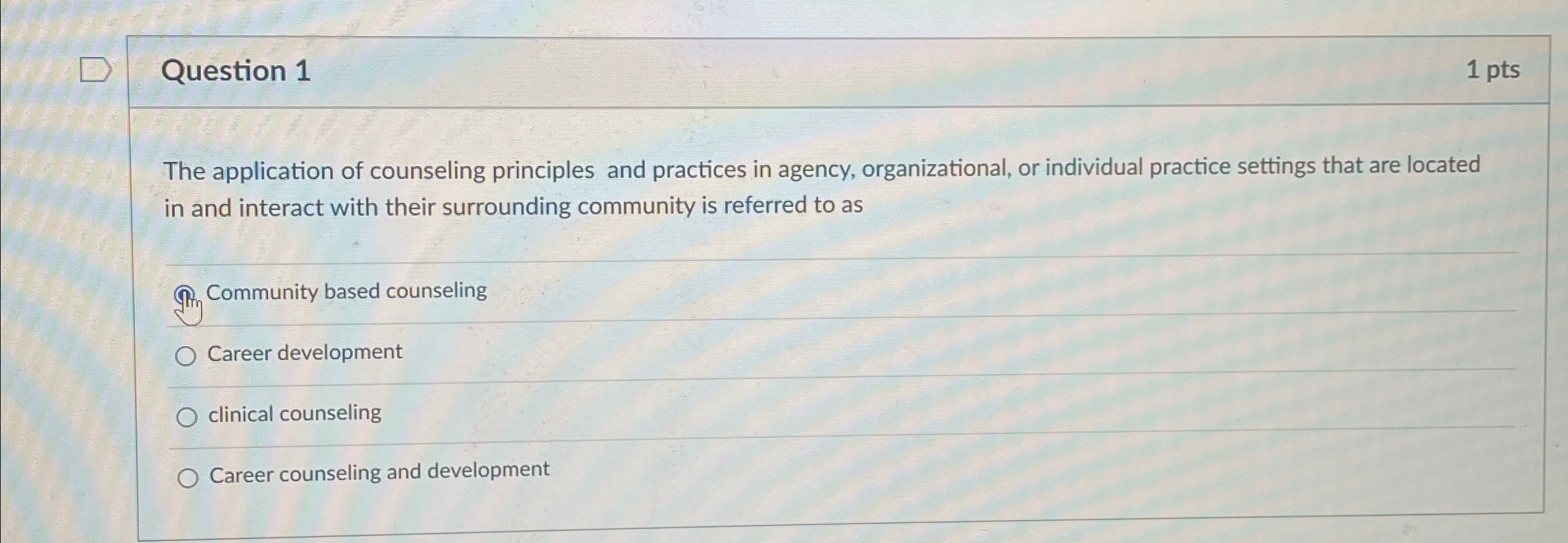 Solved Question 11 ﻿ptsThe application of counseling | Chegg.com