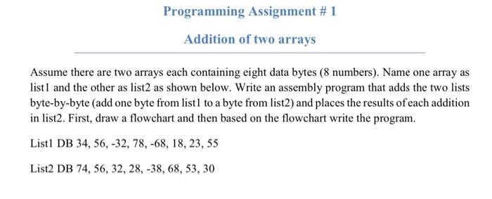 Solved Assume there are two arrays each containing eight | Chegg.com