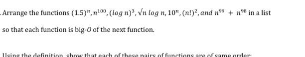 Solved Arrange the functions | Chegg.com