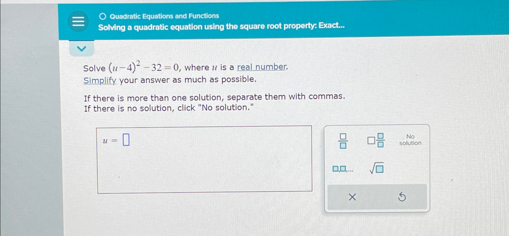 Solved Quadratic Equations and FunctionsSolving a quadratic | Chegg.com