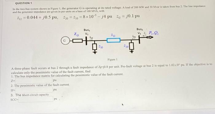 Solved QUESTION 1 In the two bus system shown in Figure 1, | Chegg.com