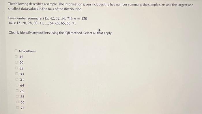 Solved The following describes a sample. The information | Chegg.com