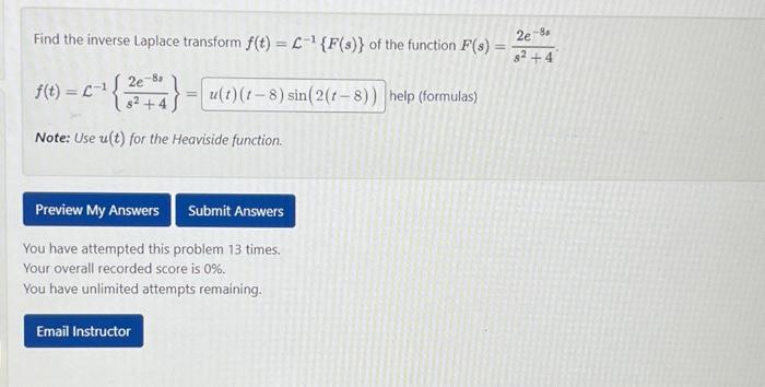 Solved Find the inverse Laplace transform f(t) = L-¹ {F(s)} | Chegg.com