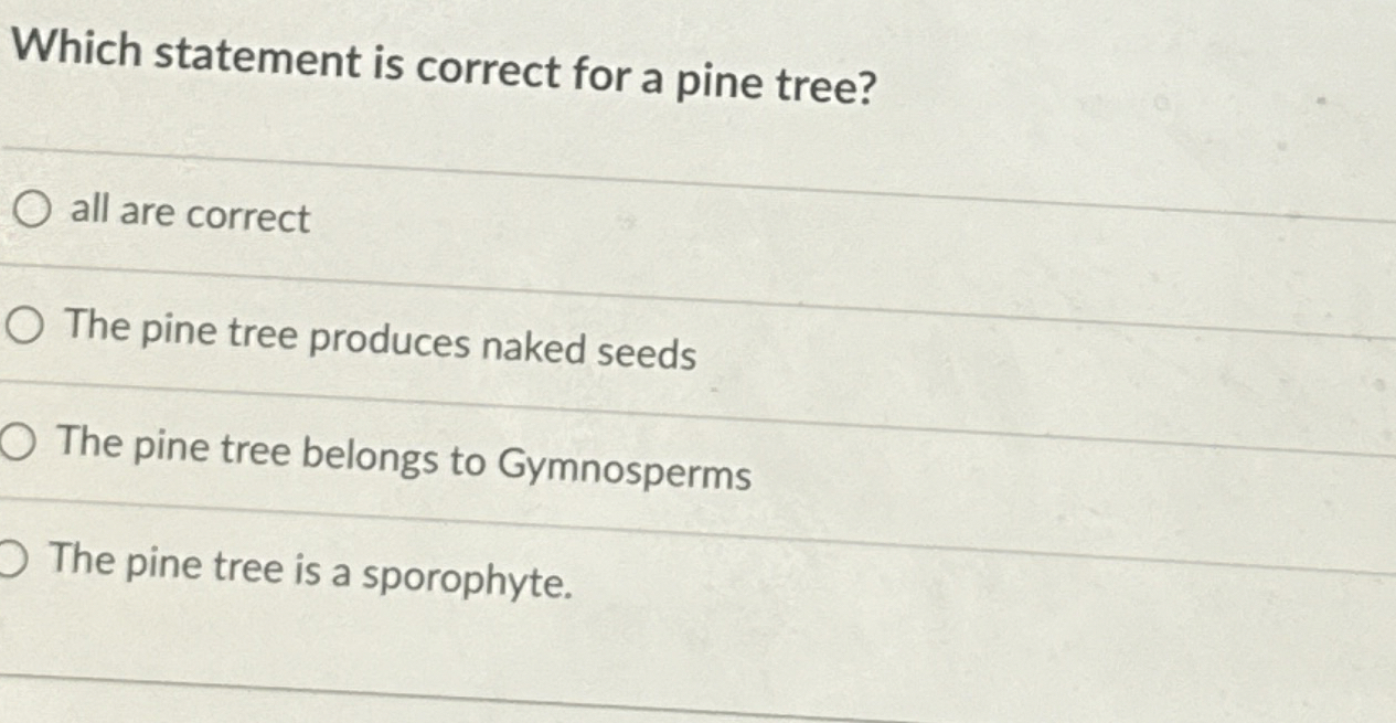 Solved Which statement is correct for a pine tree?all are | Chegg.com