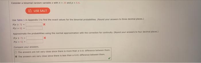 Solved Consider a binomial random variable x with n - 20 and | Chegg.com