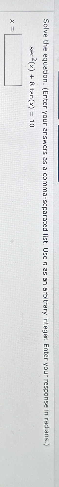 Solved Solve the equation. (Enter your answers as a | Chegg.com