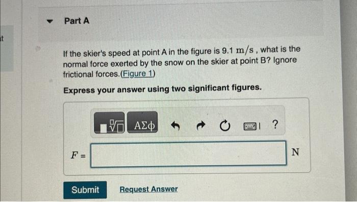 Solved A 64 kg skier encounters a dip in the snow's surface | Chegg.com