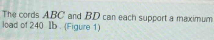 Solved The cords ABC and BD can each support a maximum load | Chegg.com