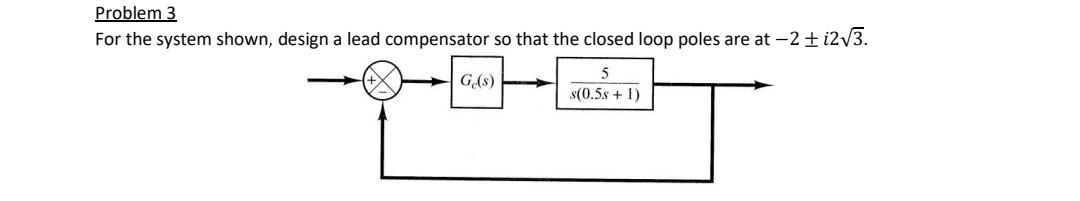 Solved For the system shown, design a lead compensator so | Chegg.com
