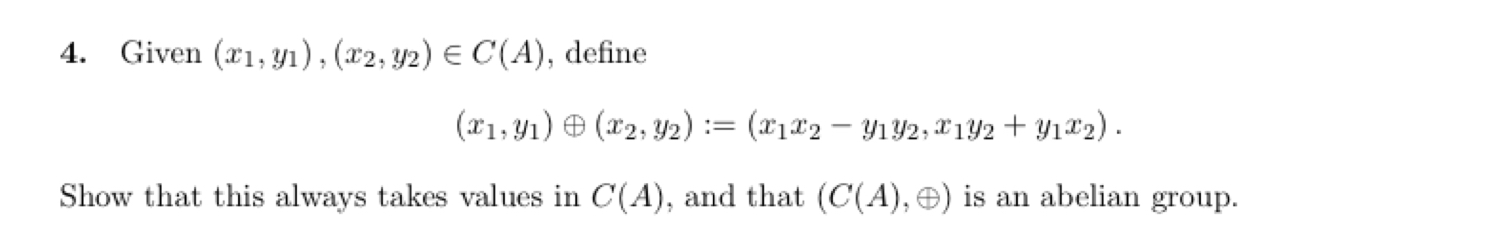 Solved Given (x1,y1),(x2,y2)inC(A), | Chegg.com