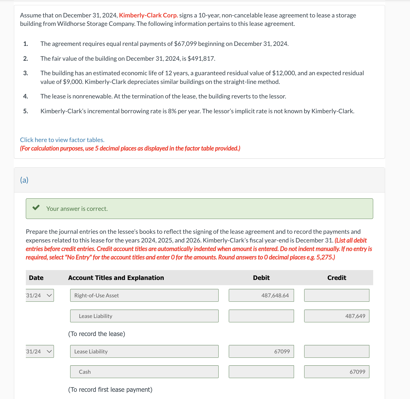 Solved Assume that on December 31, 2024, ﻿Kimberly-Clark | Chegg.com