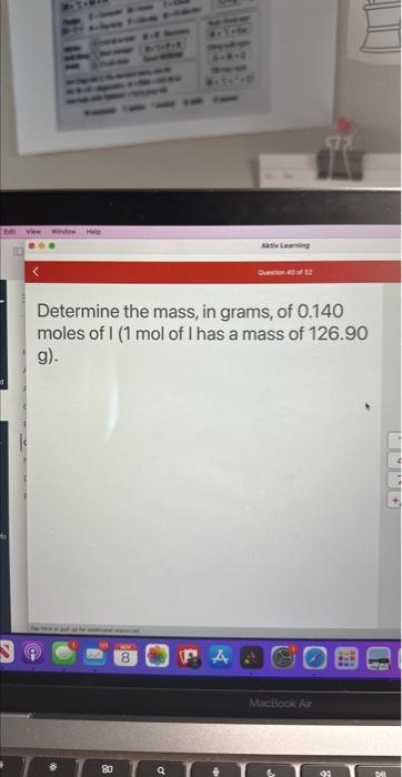 Solved Determine the mass, in grams, of 0.140 moles of I ( 1 | Chegg.com