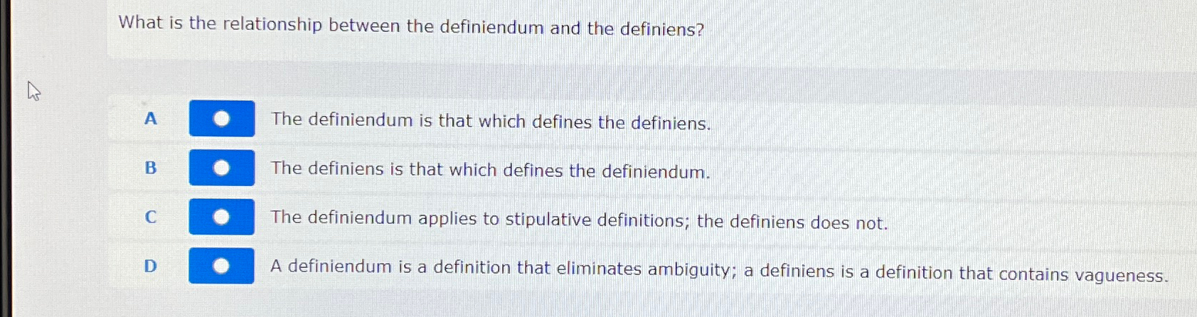 Solved What is the relationship between the definiendum and | Chegg.com