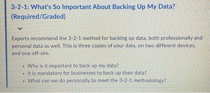 Solved 3-2-1: What's So Important About Backing Up My Data? | Chegg.com