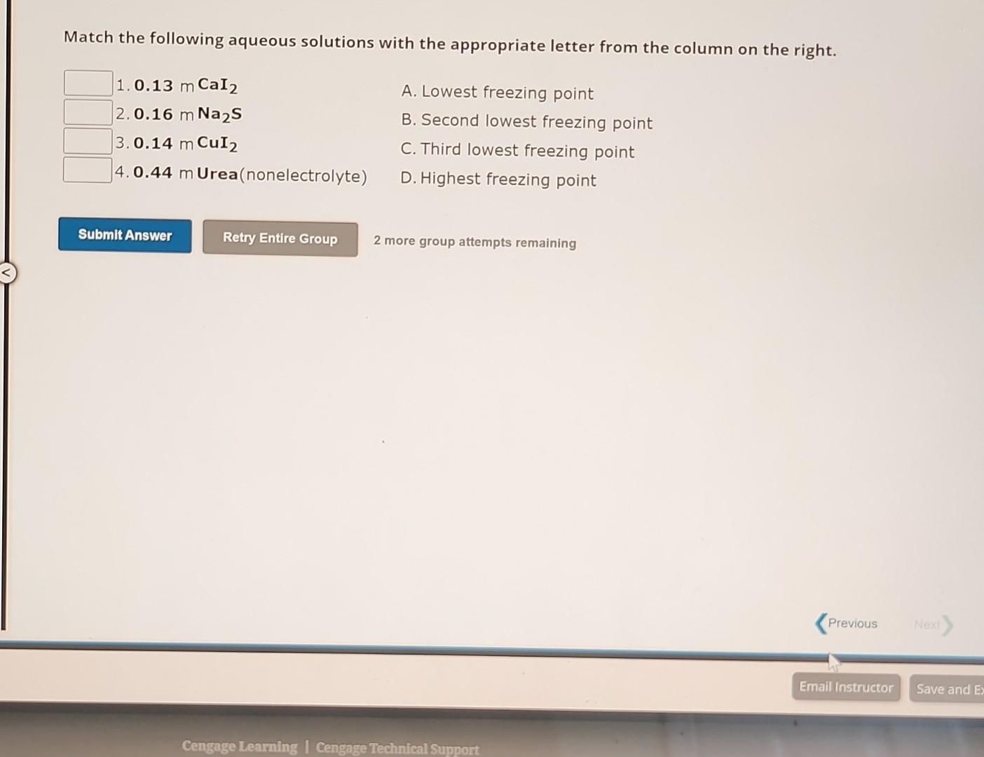 Solved Match the following aqueous solutions with the | Chegg.com
