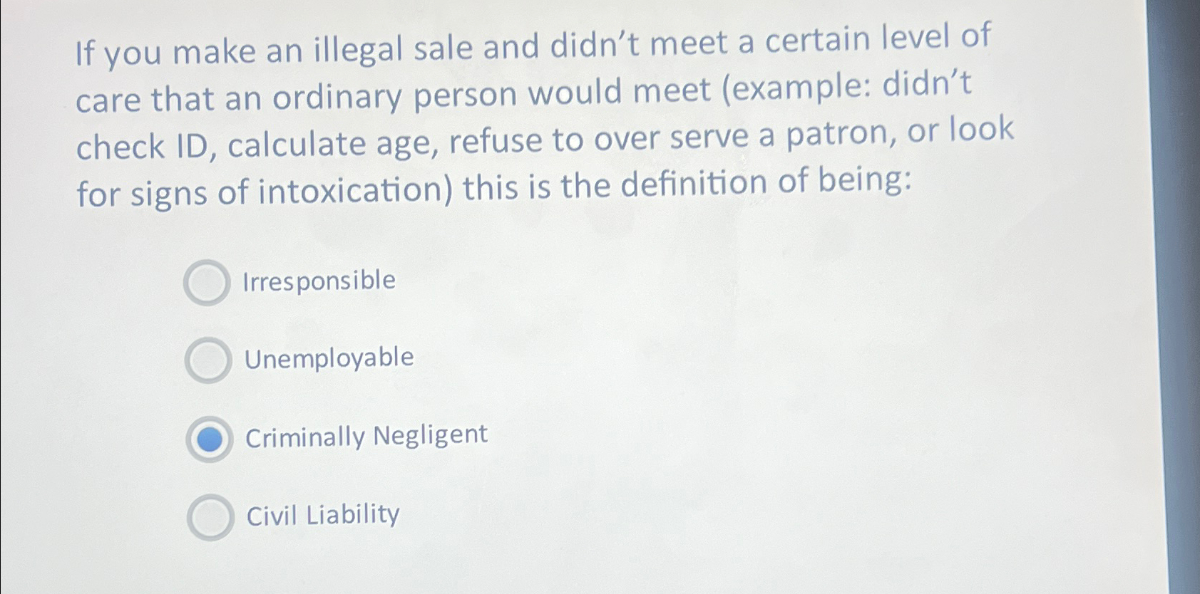 Solved If you make an illegal sale and didn't meet a certain | Chegg.com