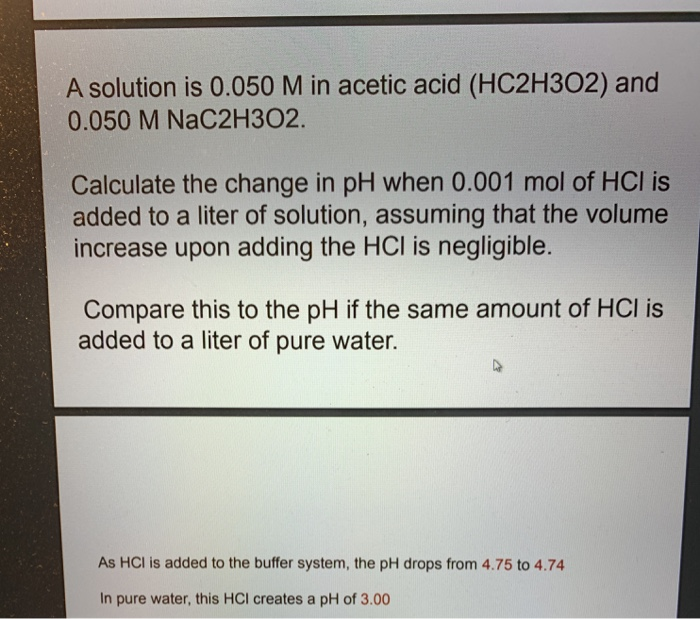 Solved A solution is 0.050 M in acetic acid (HC2H302) and | Chegg.com