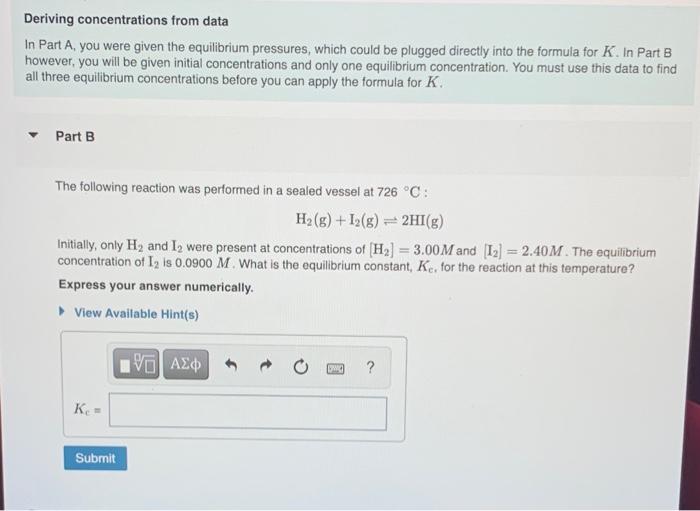 Solved ± Calculating Equilibrium Constants 7 of 22 The | Chegg.com