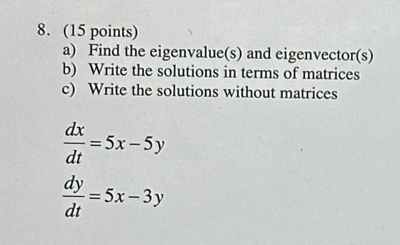 Solved (15 ﻿points)a) ﻿Find the eigenvalue(s) ﻿and | Chegg.com