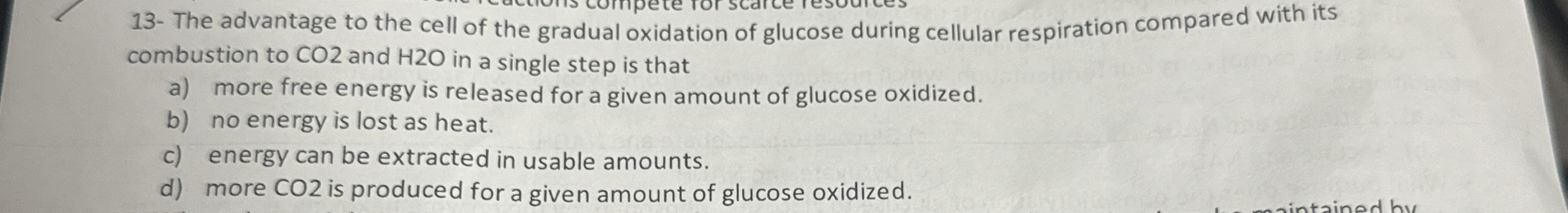 Solved 13- ﻿The advantage to the cell of the gradual | Chegg.com
