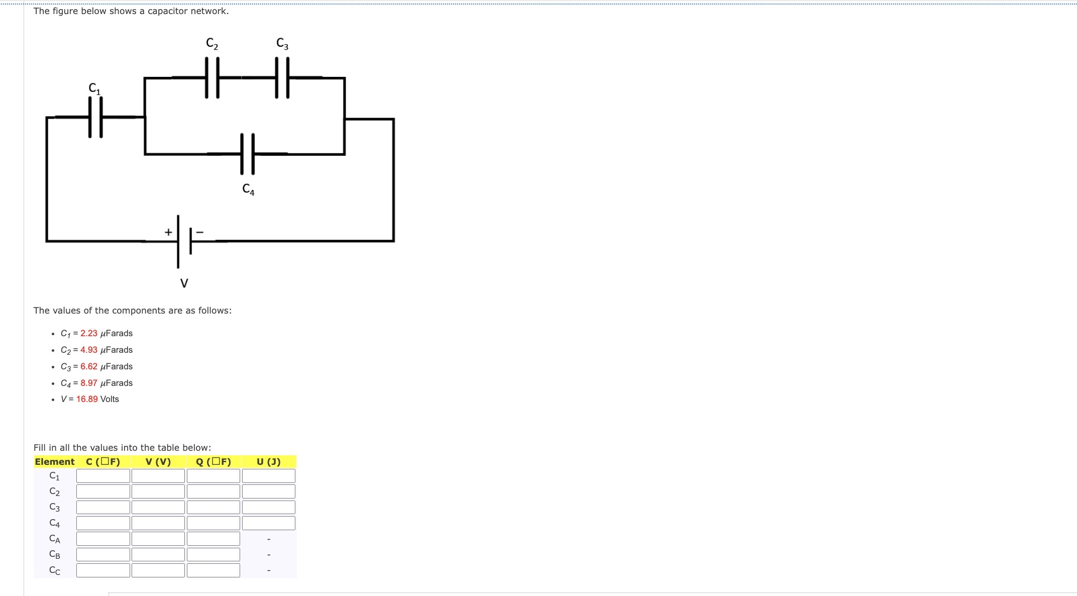 The figure below shows a capacitor network.The values | Chegg.com