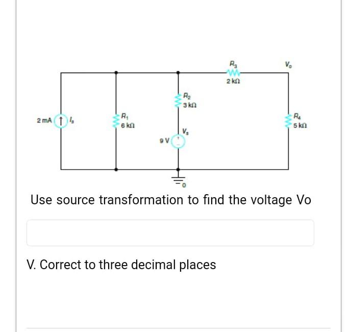 Solved Use source transformation to find the voltage Vo V. | Chegg.com