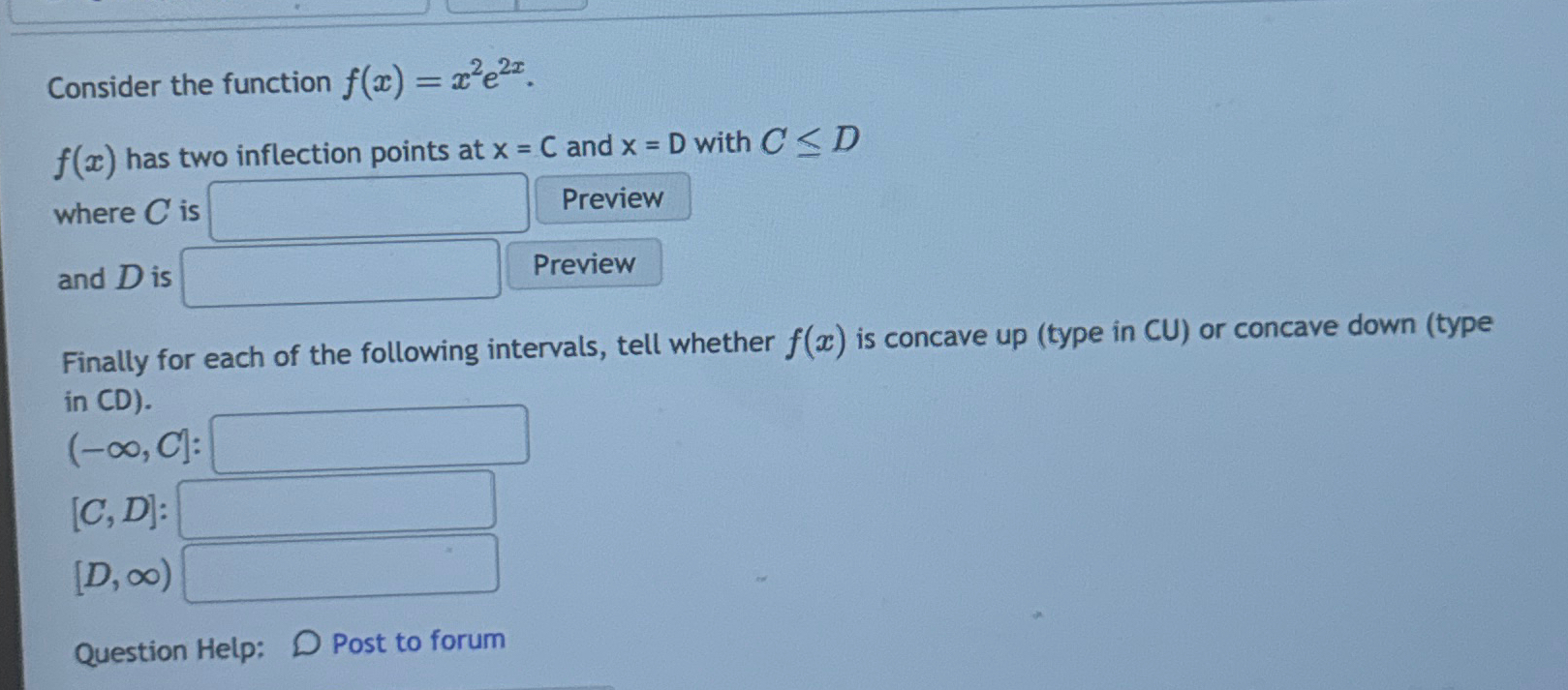 Solved Consider the function f(x)=x2e2x.f(x) ﻿has two | Chegg.com