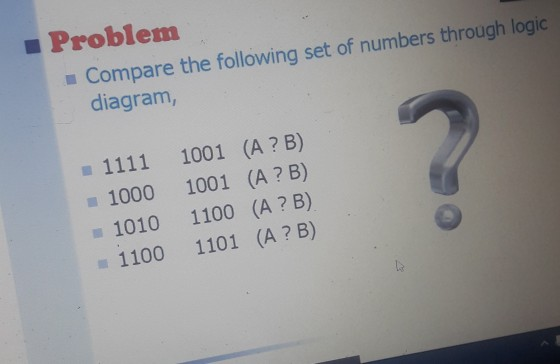 Solved Problem Compare the following set of numbers through | Chegg.com