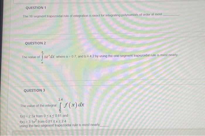 Solved The 16 segment trapezoidal rule of integration is | Chegg.com