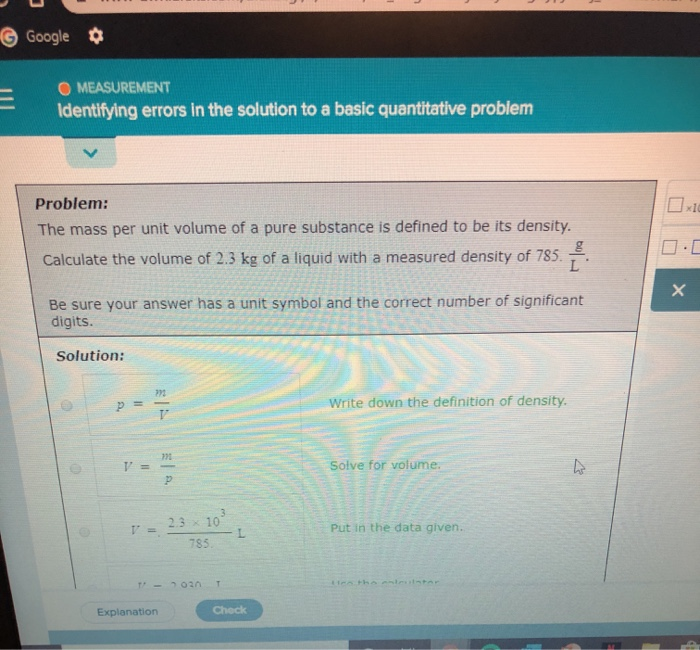 Solved G Google O MEASUREMENT Identifying errors in the | Chegg.com