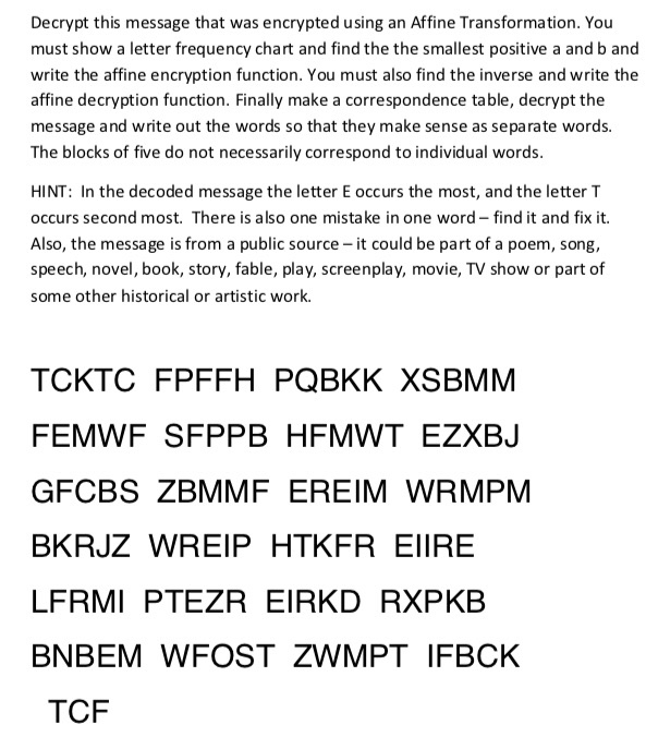 Solved Decrypt this message that was encrypted using an | Chegg.com