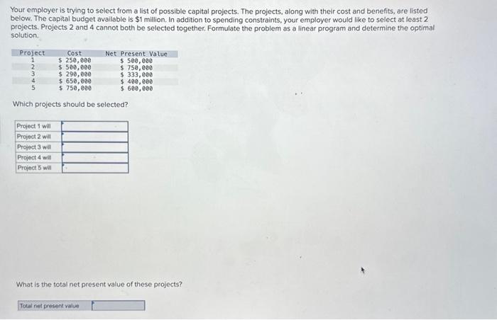 Solved Your employer is trying to select from a list of | Chegg.com